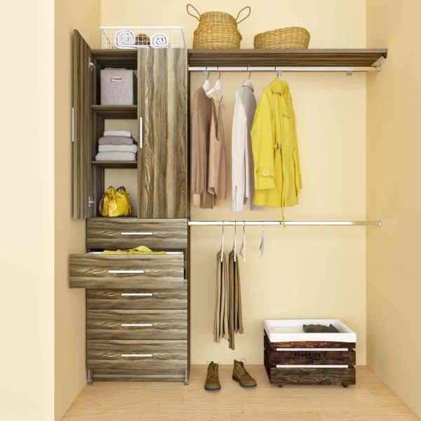 CLOSET 5 CAJONES CON PUERTAS Y MALETERO EBANO RUSTIKO | The Home Depot ...