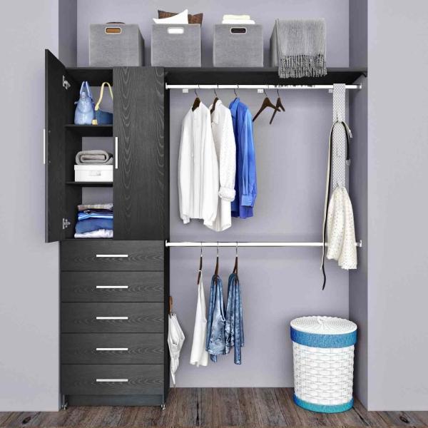 CLOSET 5 CAJONES CON PUERTAS Y MALETERO GRIS OXFORD BETA | The Home ...