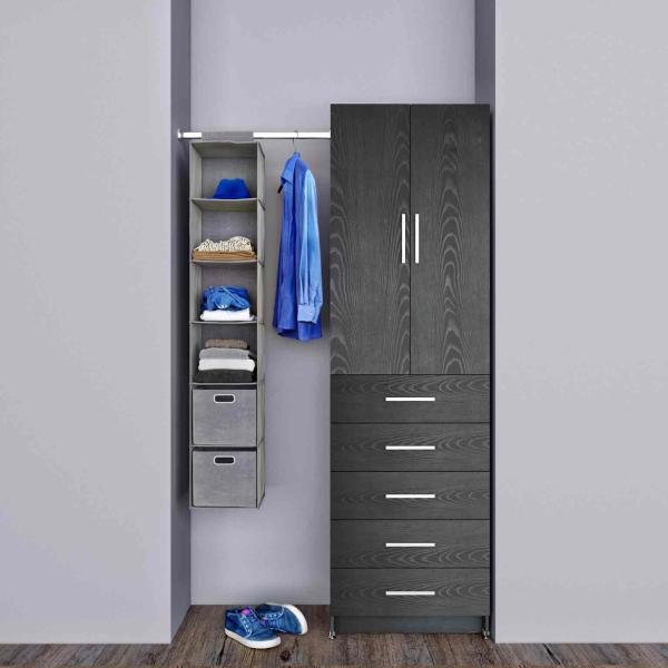 CLOSET 5 CAJONES CON PUERTAS Y MALETERO GRIS OXFORD BETA | The Home ...
