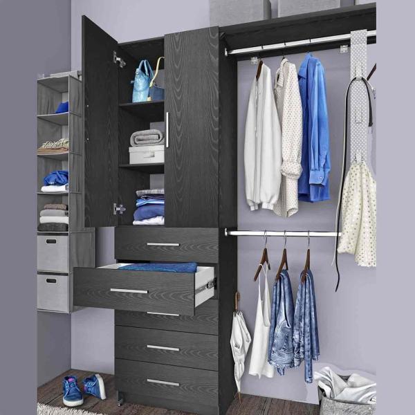CLOSET 5 CAJONES CON PUERTAS Y MALETERO GRIS OXFORD BETA | The Home ...