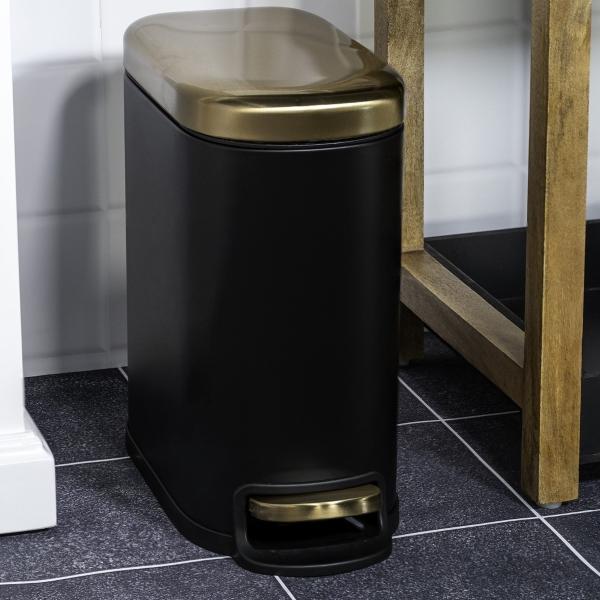 BOTE DE BASURA ACABADO NEGRO MATE CON DORADO | The Home Depot México