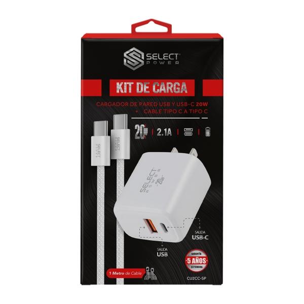 COMBO CARGADOR PARED USB Y USBC 20W + CABLE TIPO C CU2CCSP | The Home ...