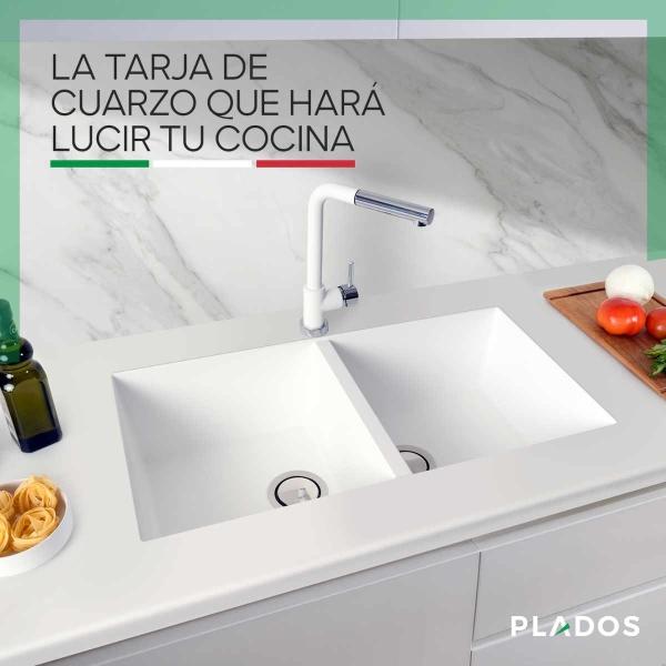 Tarja De Cuarzo Modelo Due Media Color Blanco Contra Canasta Cromada