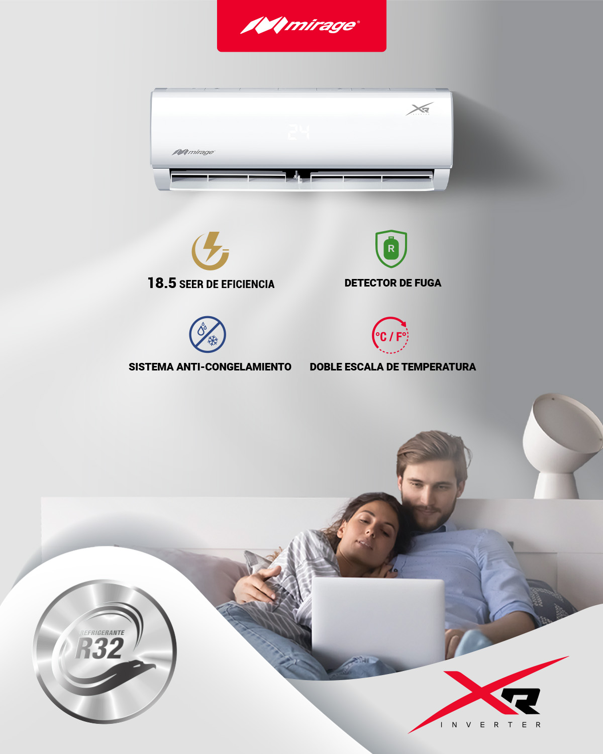 MINISPLIT MIRAGE INVERTER XR 1 TONELADA 110 V FRÍO Y CALOR | The Home ...