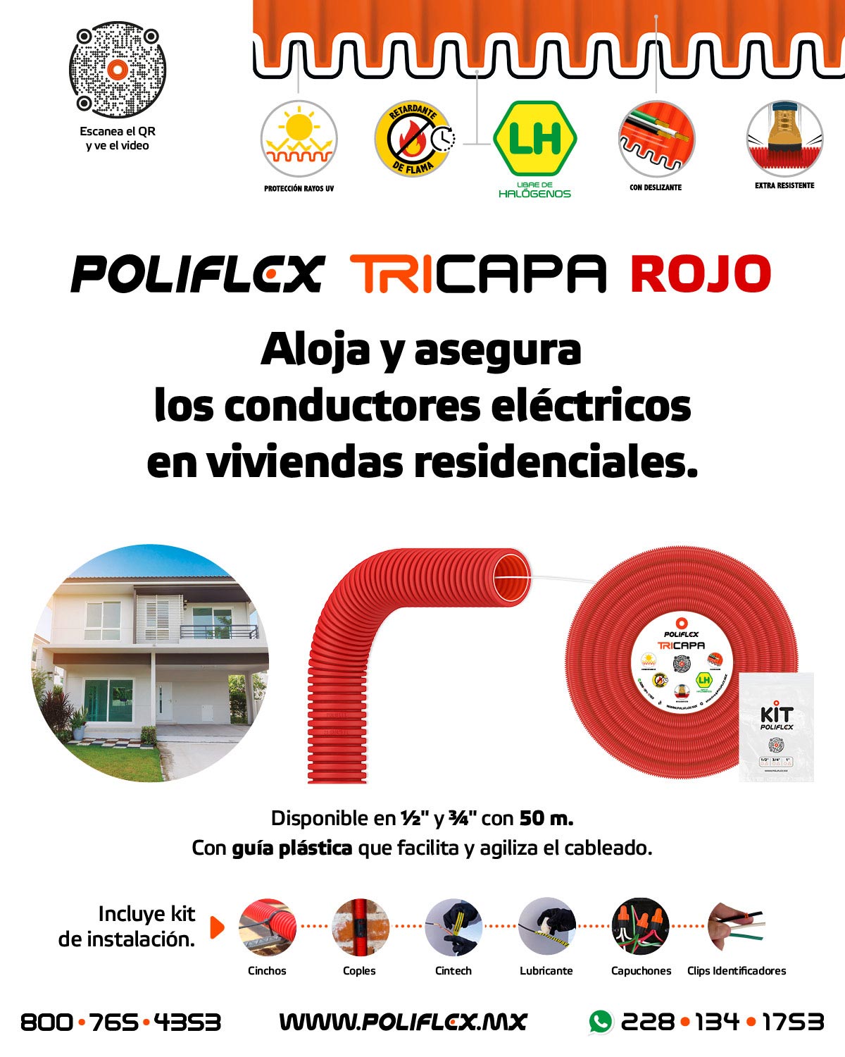 POLIFLEX TRICAPA ROJO EXTRA RESISTENTE 1/2 ROLLO CON 50M | The Home ...