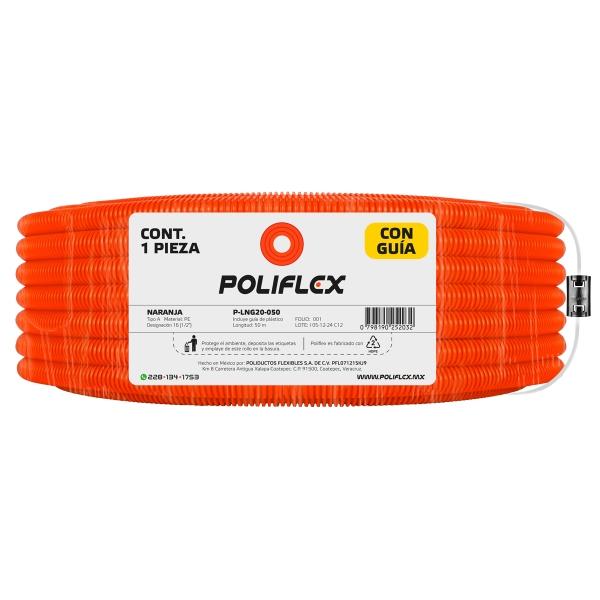 POLIFLEX NARANJA 1/2 CON GUÍA ROLLO CON 50M | The Home Depot México