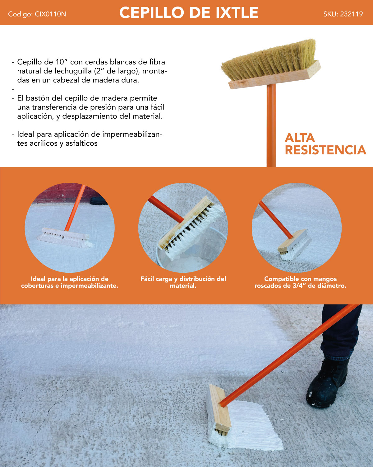 CEPILLO DE IXTLE APLICADOR DE 25.3 CM | The Home Depot México