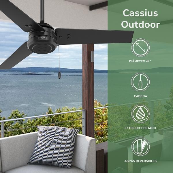 VENTILADOR DE TECHO CASSIUS 44\" CLÁSICO PARA EXTERIOR NEGRO | The Home ...