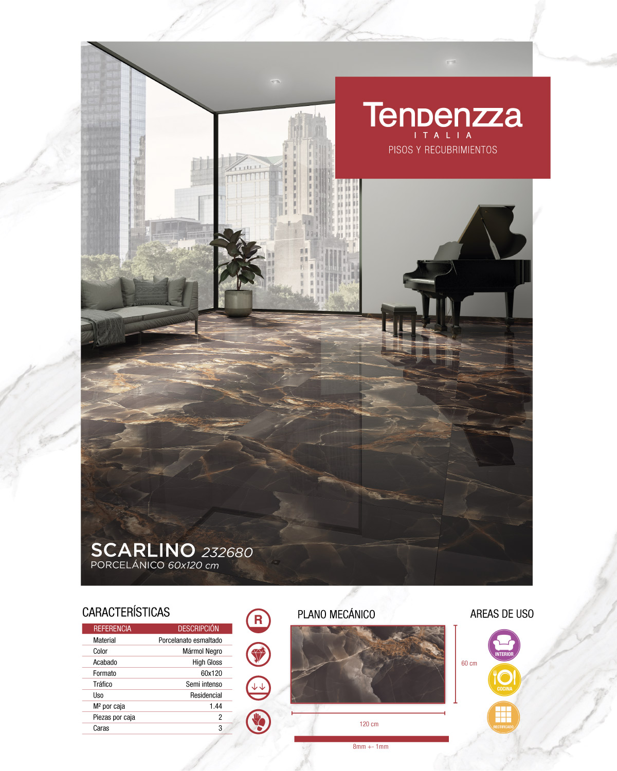 PORCELANATO SCARLINO 60 X 120 CAJA CON 1.44 M2 | The Home Depot México