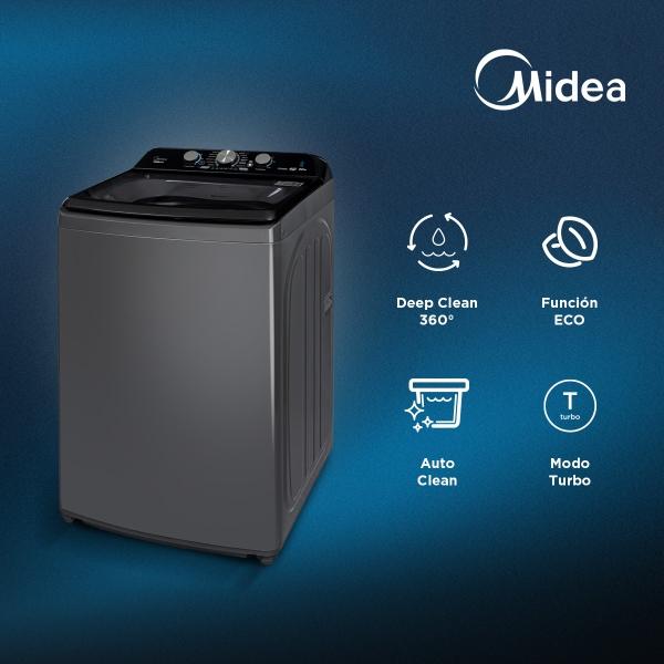 LAVADORA AUTOMÁTICA MIDEA CARGA SUPERIOR 22KG CON AGITADOR COLOR TITANIUM | The Home Depot México
