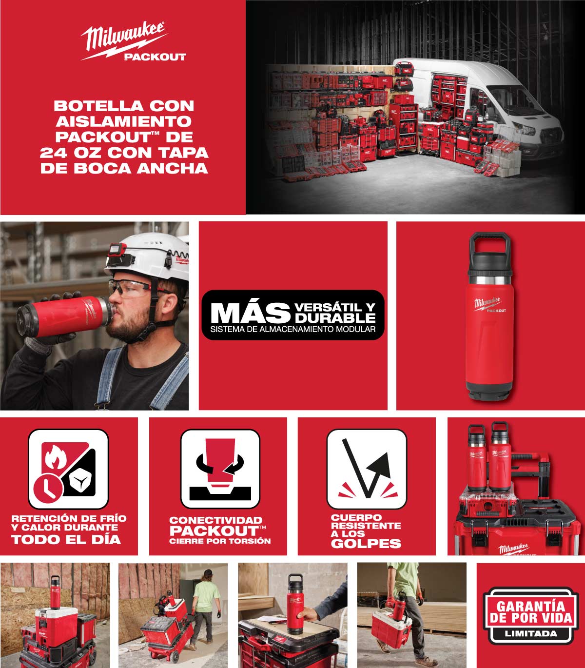 TERMO ISOTÉRMICO DE 24 OZ COLOR ROJO PACKOUT MILWAUKEE | The Home Depot ...