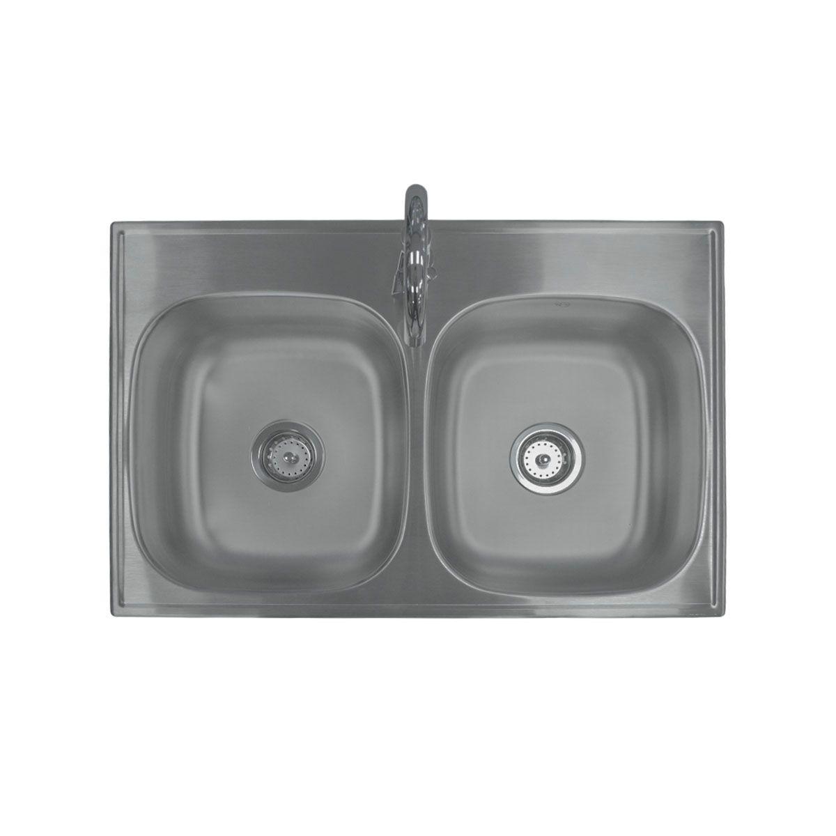 TARJA DE 2 TINAS 84 X 56 X 18 CM CON MONOMANDO Y ACCESORIOS | The Home ...