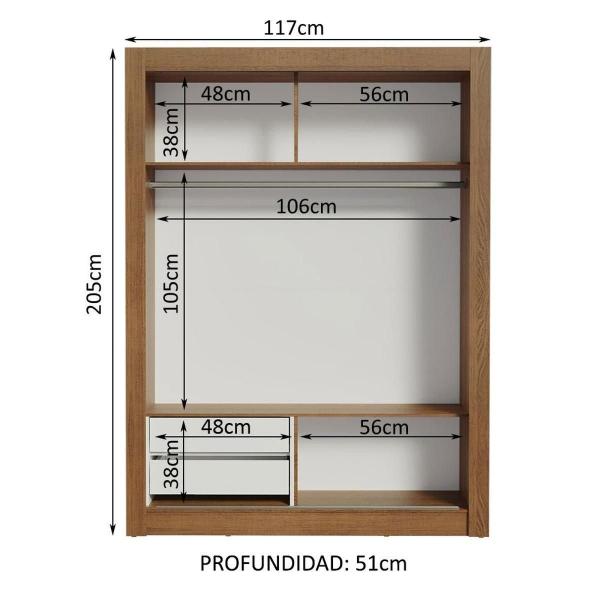 ROPERO MADESA DALLAS 2 PUERTAS CORREDIZAS 2C MARRÓN | The Home Depot México