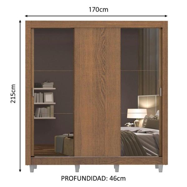 ROPERO MADESA MÓNACO 3 PUERTAS CORREDIZAS PIES MARRÓN | The Home Depot ...