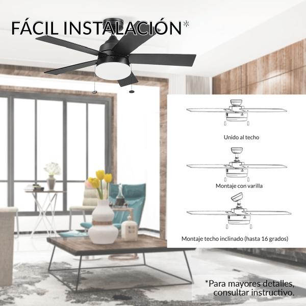VENTILADOR DE TECHO CEFIRO 44\" PARA EXTERIOR CON LED INTEGRADO NEGRO ...