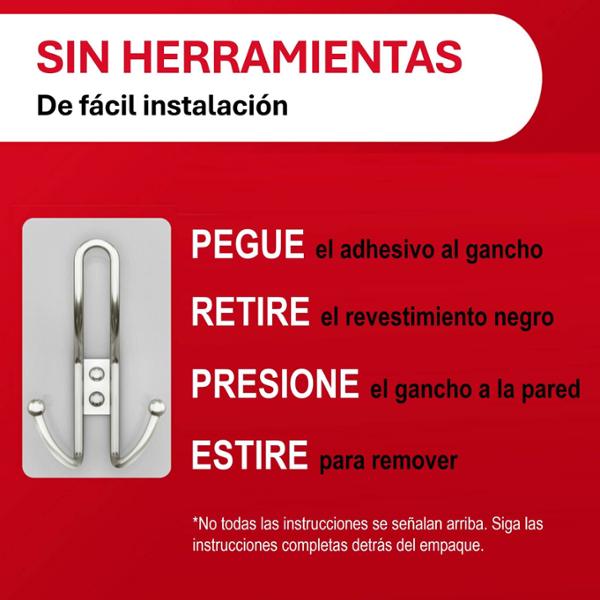 GANCHO ADHESIVO COMMAND EXTRA GRANDE, COLOR NIQUEL SATINADO, 1 GANCHO Y 3 TIRAS ADHESIVAS | The ...