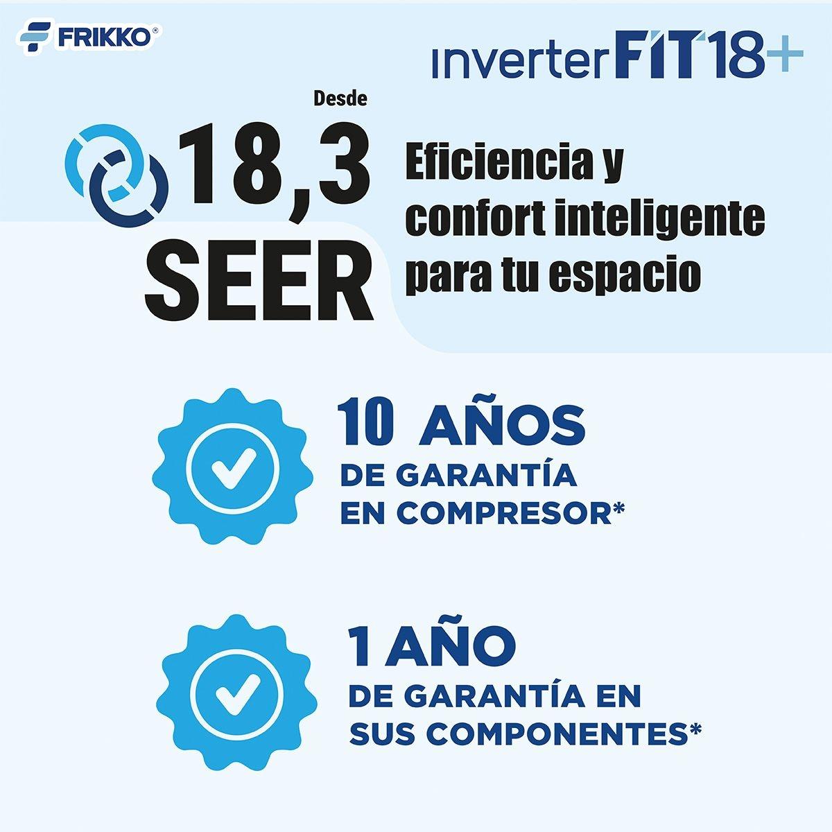 MINISPLIT FIT 18+ INVERTER 1 TONELADA 115V SOLO FRÍO BLANCO | The Home ...