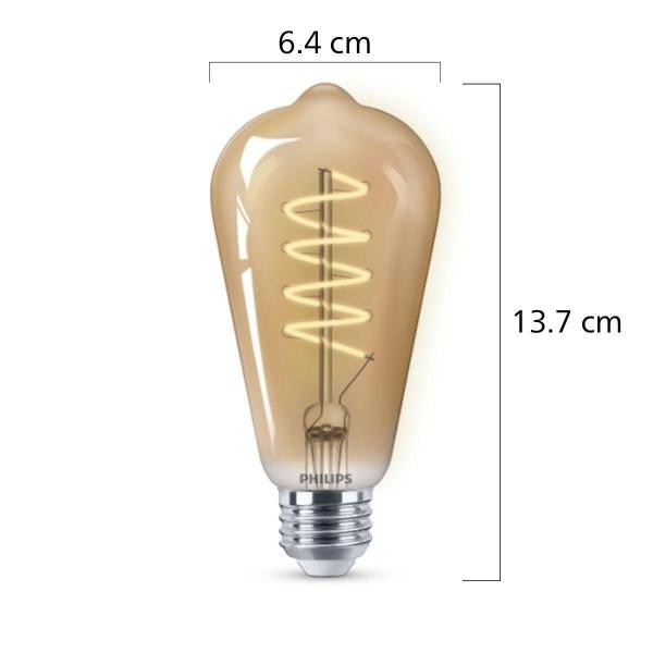 Paquete de 4 Focos Philips Filamento LED Espiral - 6.5W ST19 VINTAGE ...