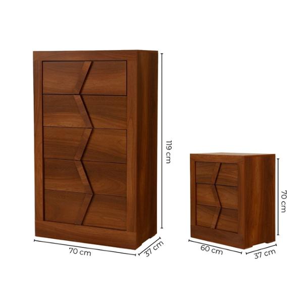 SET DE CAJONERA CON 5 CAJONES Y 2 BURÓS CON 3 CAJONES COLOR PAROTA ...