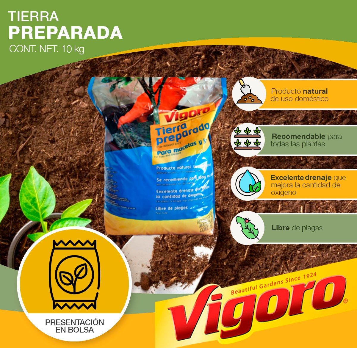 TIERRA PREPARADA 10 KG VIGORO | The Home Depot México
