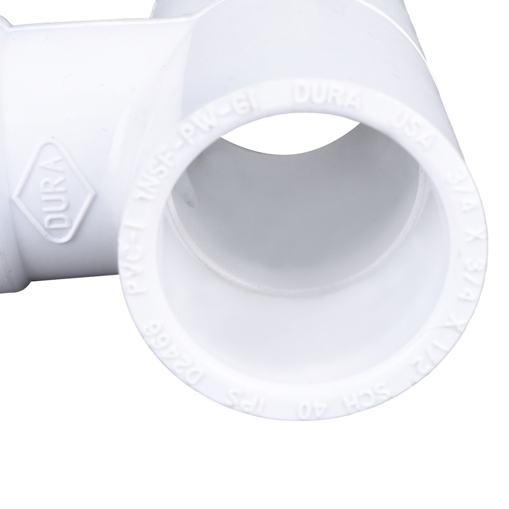CONEXIÓN REDUCCION T DE PVC DE 3/4 X 3/4 x 1/2 PULGADA BLANCO DURA ...