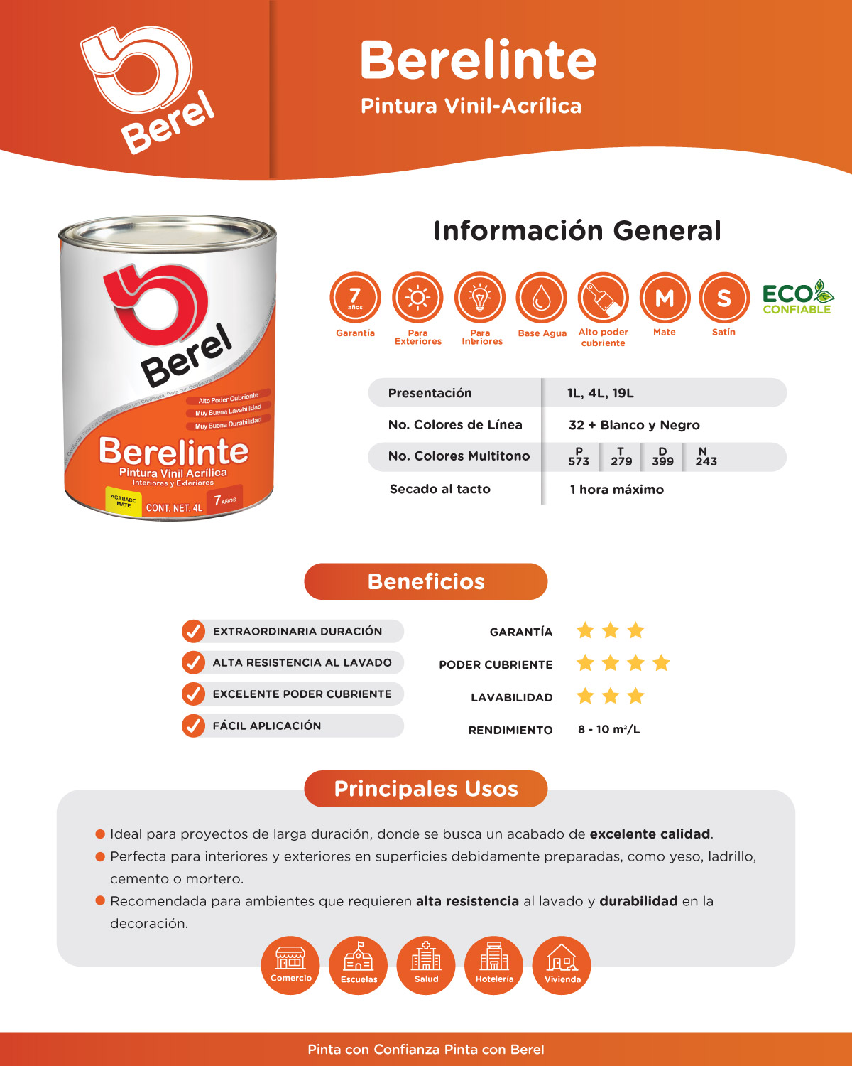 Pintura Berel Berelinte Vinil Acrílica Interior/Exterior 19L Base Tint ...