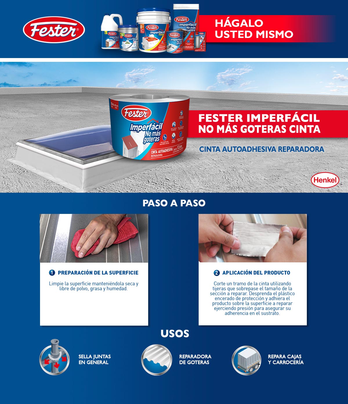 CINTA IMPERMEABLE FESTER IMPERFÁCIL NO MÁS GOTERAS 9X10 M | The Home ...