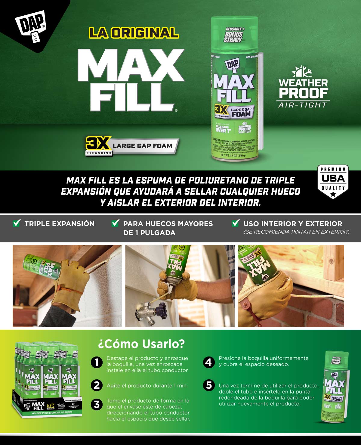 ESPUMA DE POLIURETANO MAX FILL DE TRIPLE EXPANSIÓN 340 GR DAP | The ...