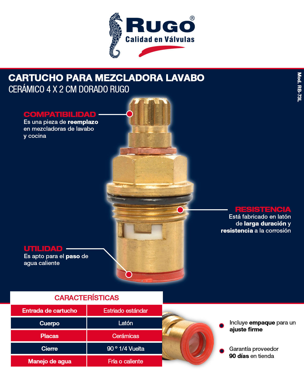 CARTUCHO CERÁMICO 4 X 2 CM DORADO RUGO | The Home Depot México