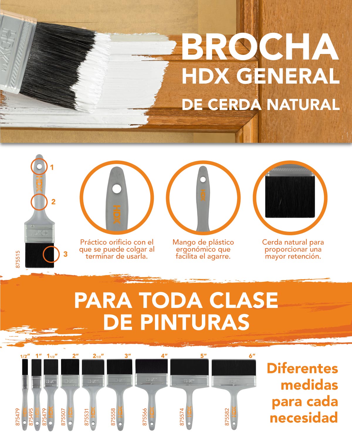BROCHA DE CERDA NATURAL DE 1 PULGADA HDX | The Home Depot México