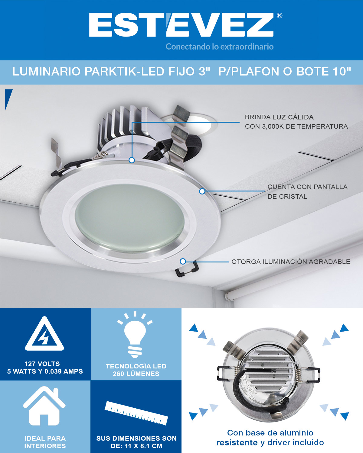 LÁMPARA DE EMPOTRAR LED SEMI BRILLANTE LUZ CÁLIDA | The Home Depot México