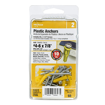 ANCLA DE EXPANSIÓN DE 7/8 DE PULGADA PLÁSTICO AMARILLO 50 PIEZAS | The ...
